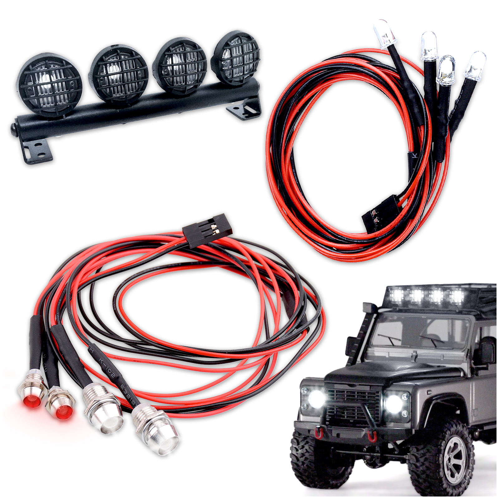 Kalevel RC Crawler Light Bar Roof Car Lights Bright LED Tail Light ...